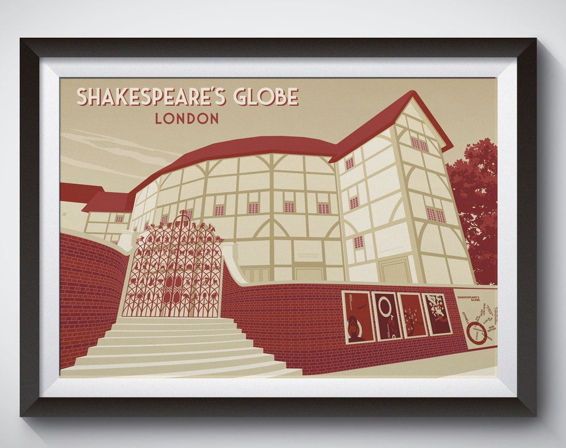 Shakespeare'S Globe Theatre Poster, London Travel Print, Rsc, South ...