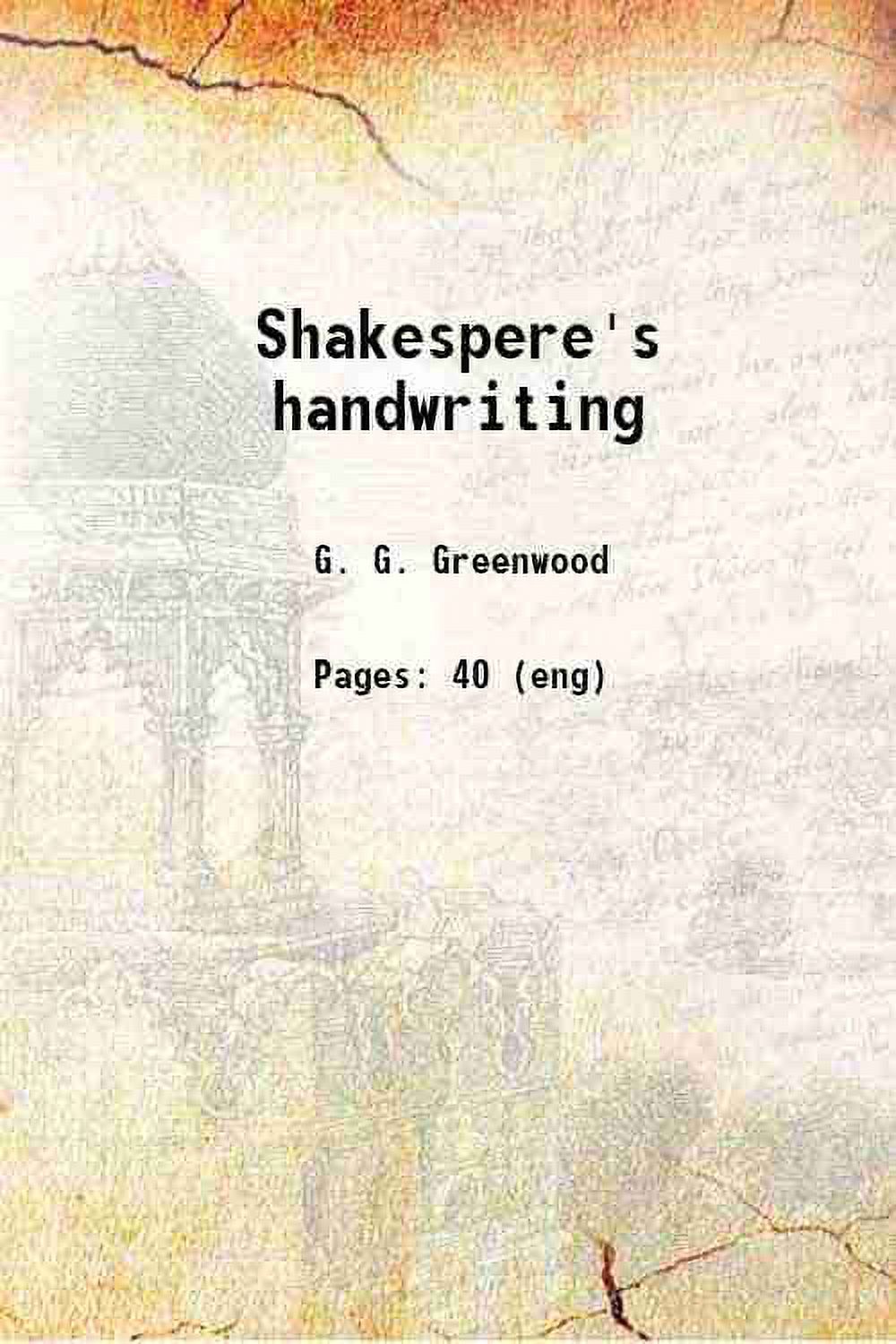Shakespere's handwriting 1920 [Hardcover] - Walmart.com
