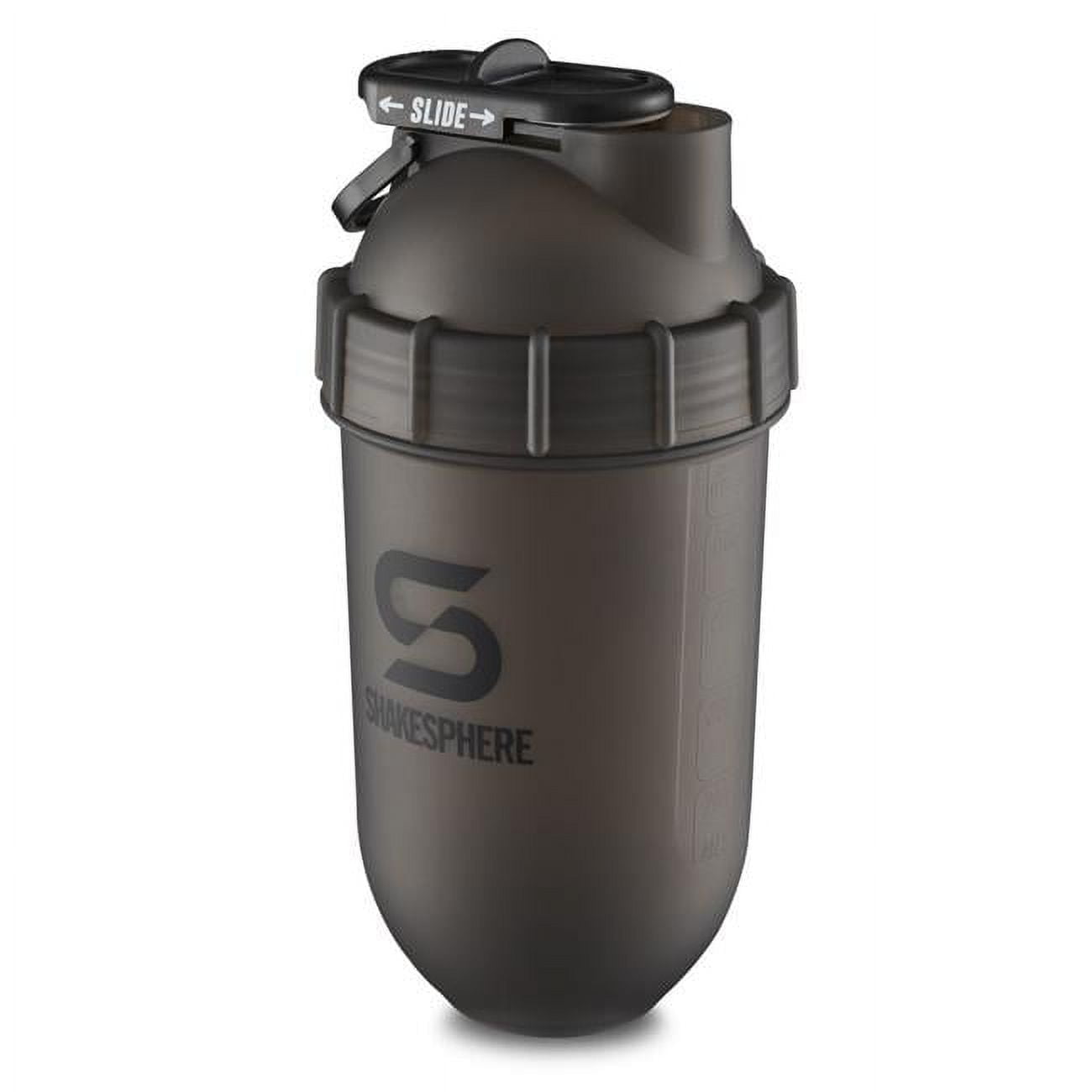 ShakeSphere Protein Shaker Bottle, 24oz Frosted Black, Tumbler with ...
