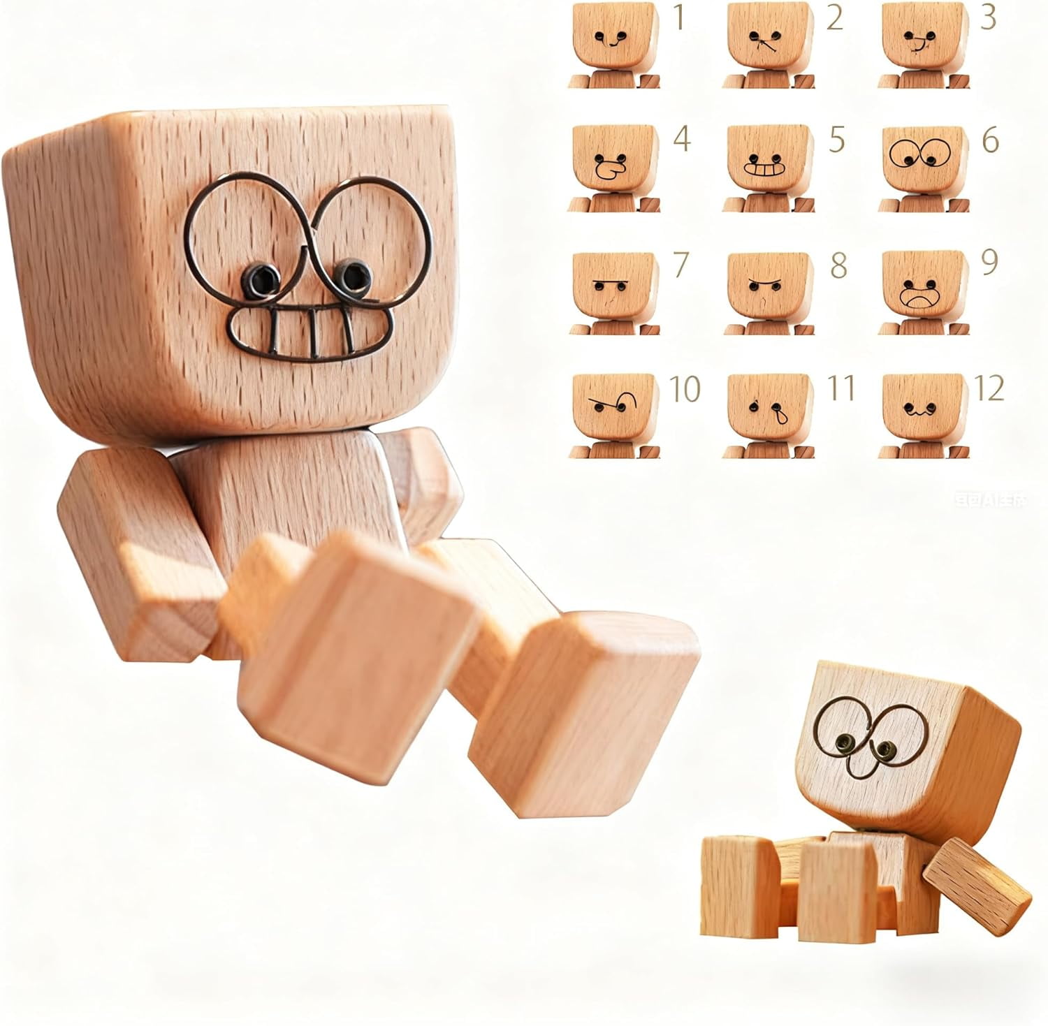 Shaking Wooden Man Figurine – Handmade Shaking Feet Wooden Doll with ...