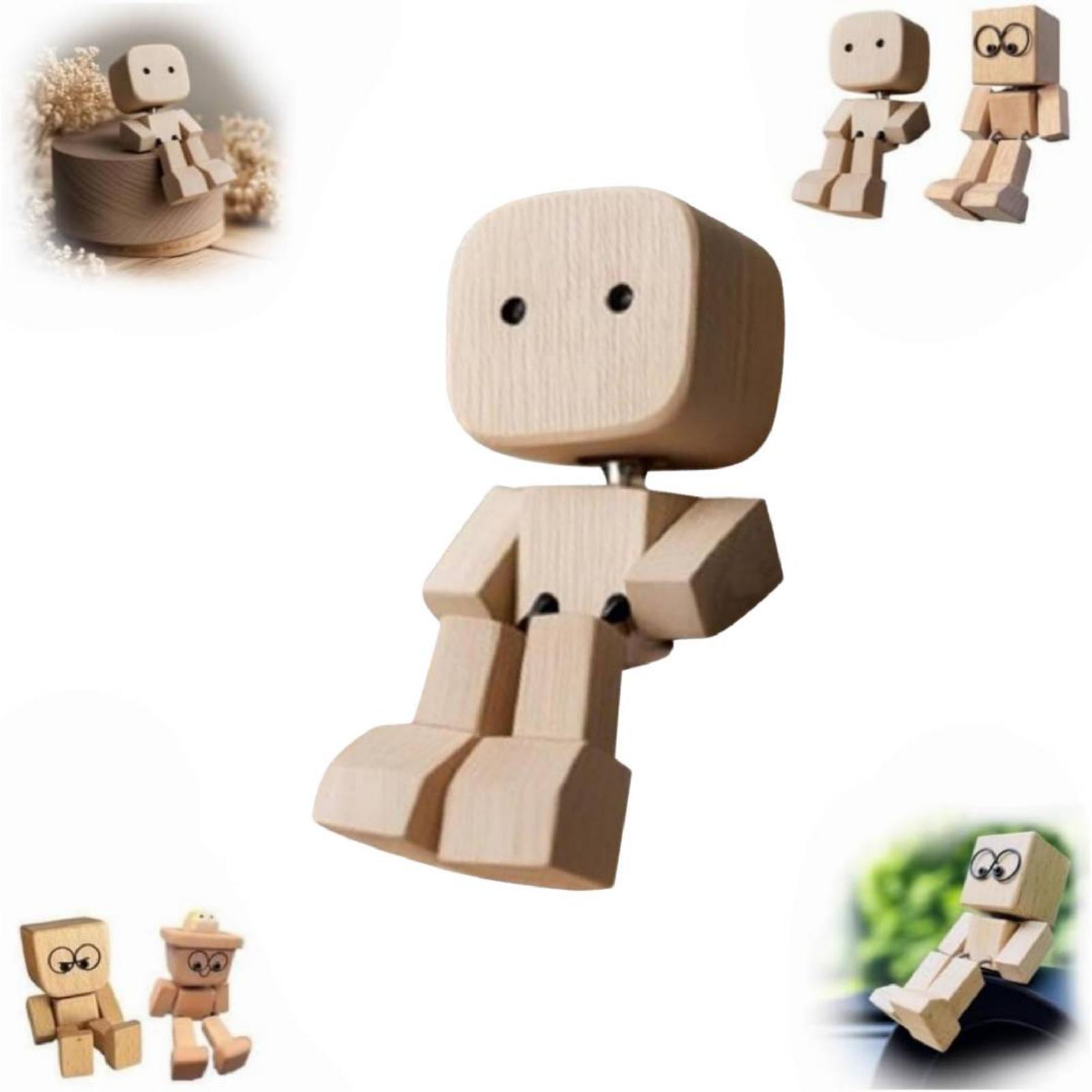 Shaking Wooden Man Figurine, Handmade Shaking Feet Wooden Doll, Funny ...