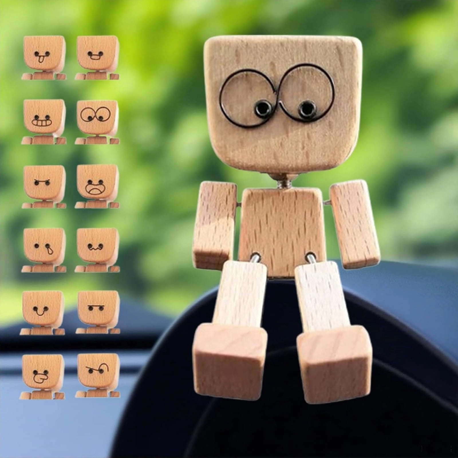 Shaking Feet Wooden Doll,Shaking Wooden Man Figurine,Wood Car Desktop ...