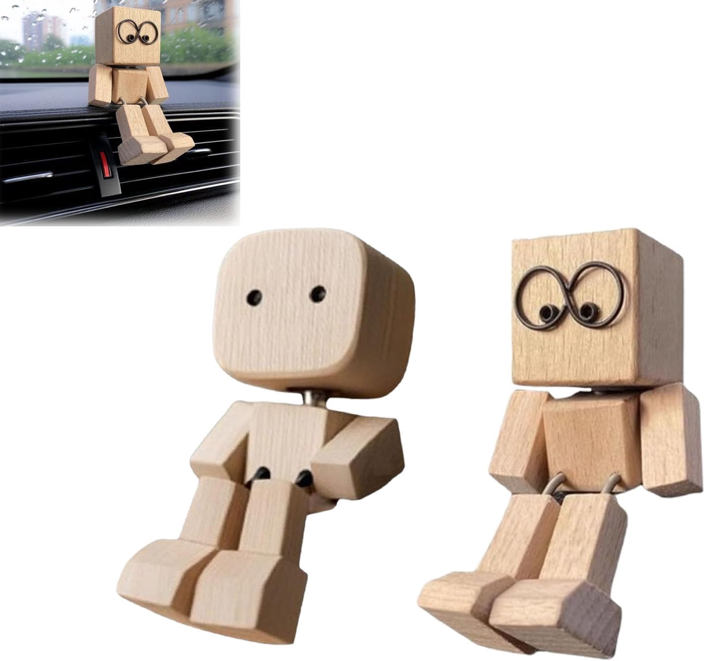 Shaking Wooden Man Figurine, Portable Shaking Feet Wooden Man for Car ...