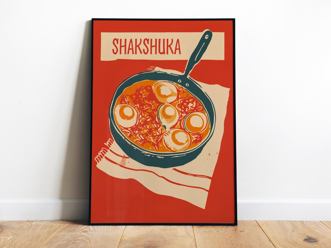 Shakshuka Poster Food Art Red Kitchen Wall Art Israeli Food Print ...