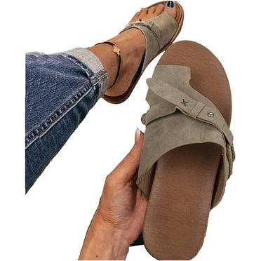 Cushionaire Lizzy Cork Footbed Womens Sandals - Comfortable Braided ...