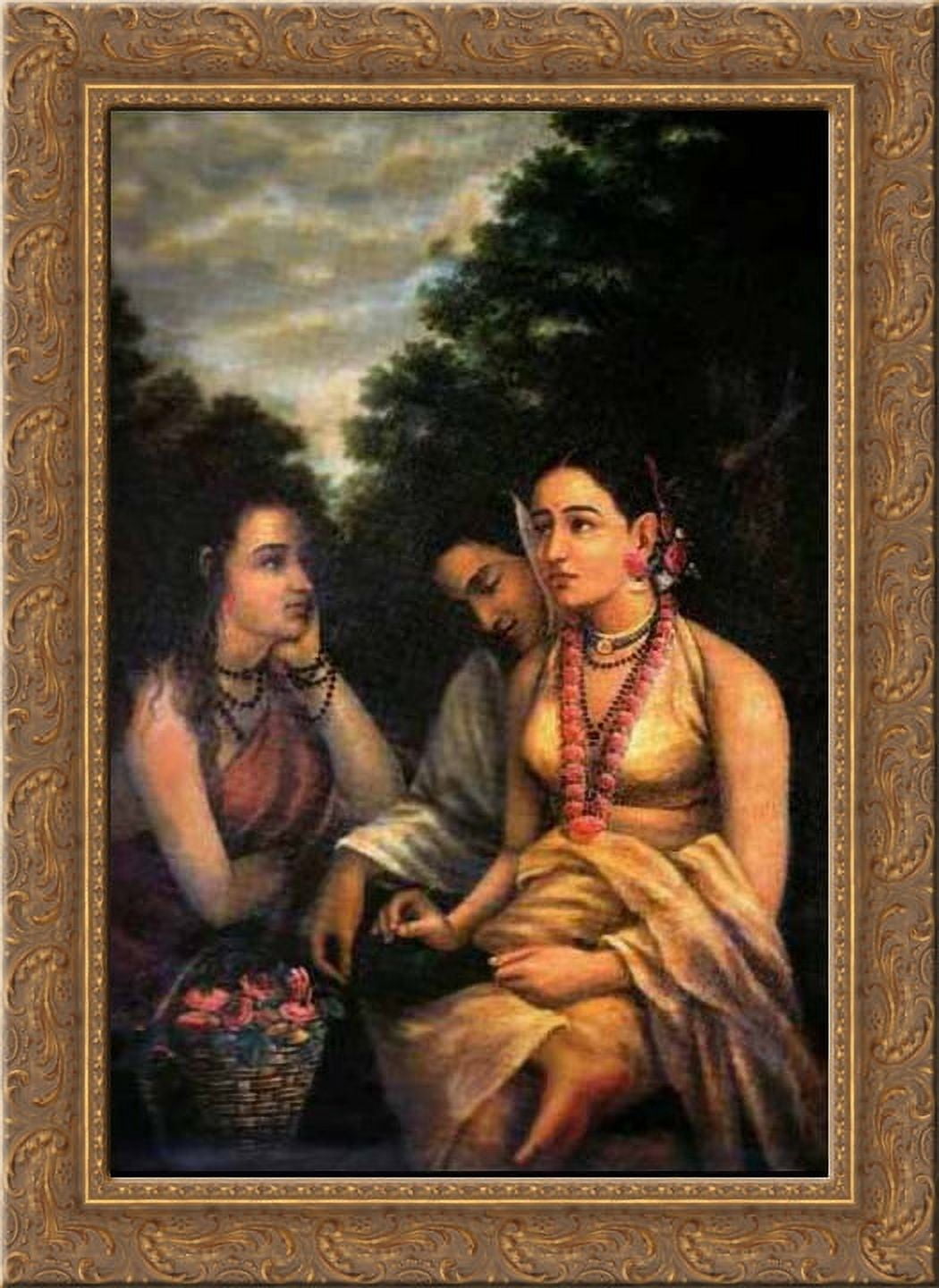 Shakuntala 20x24 Gold Ornate Wood Framed Canvas Art by Ravi Varma, Raja ...