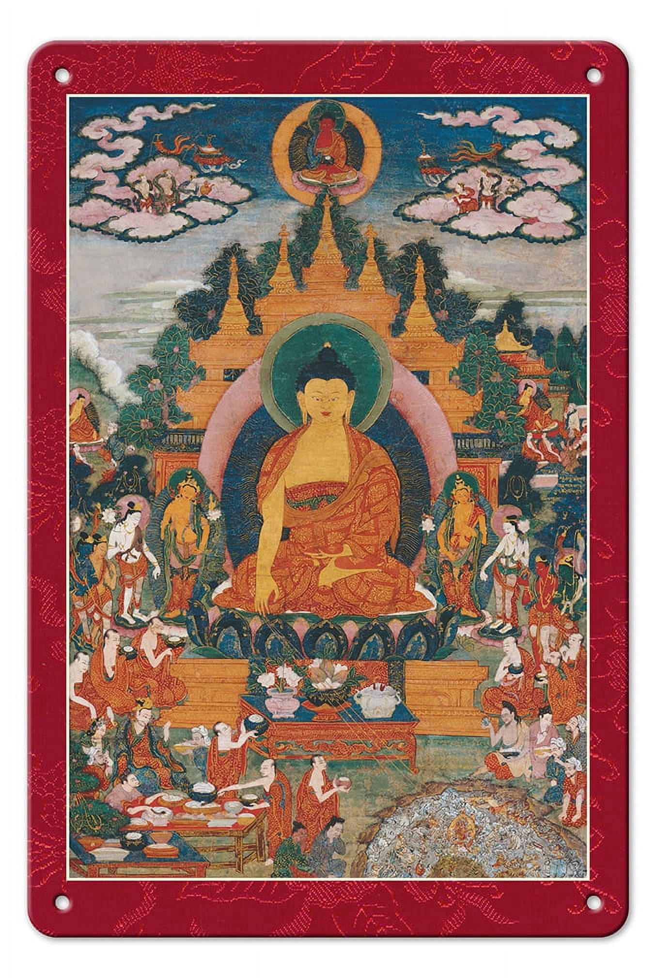 Shakyamuni Buddha's Miracles - Vintage Tibetan Thangka Buddhist ...