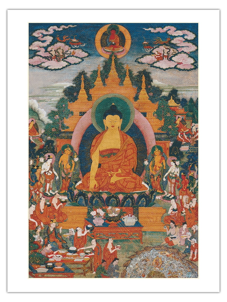 Shakyamuni Buddha's Miracles - Vintage Tibetan Thangka Buddhist ...