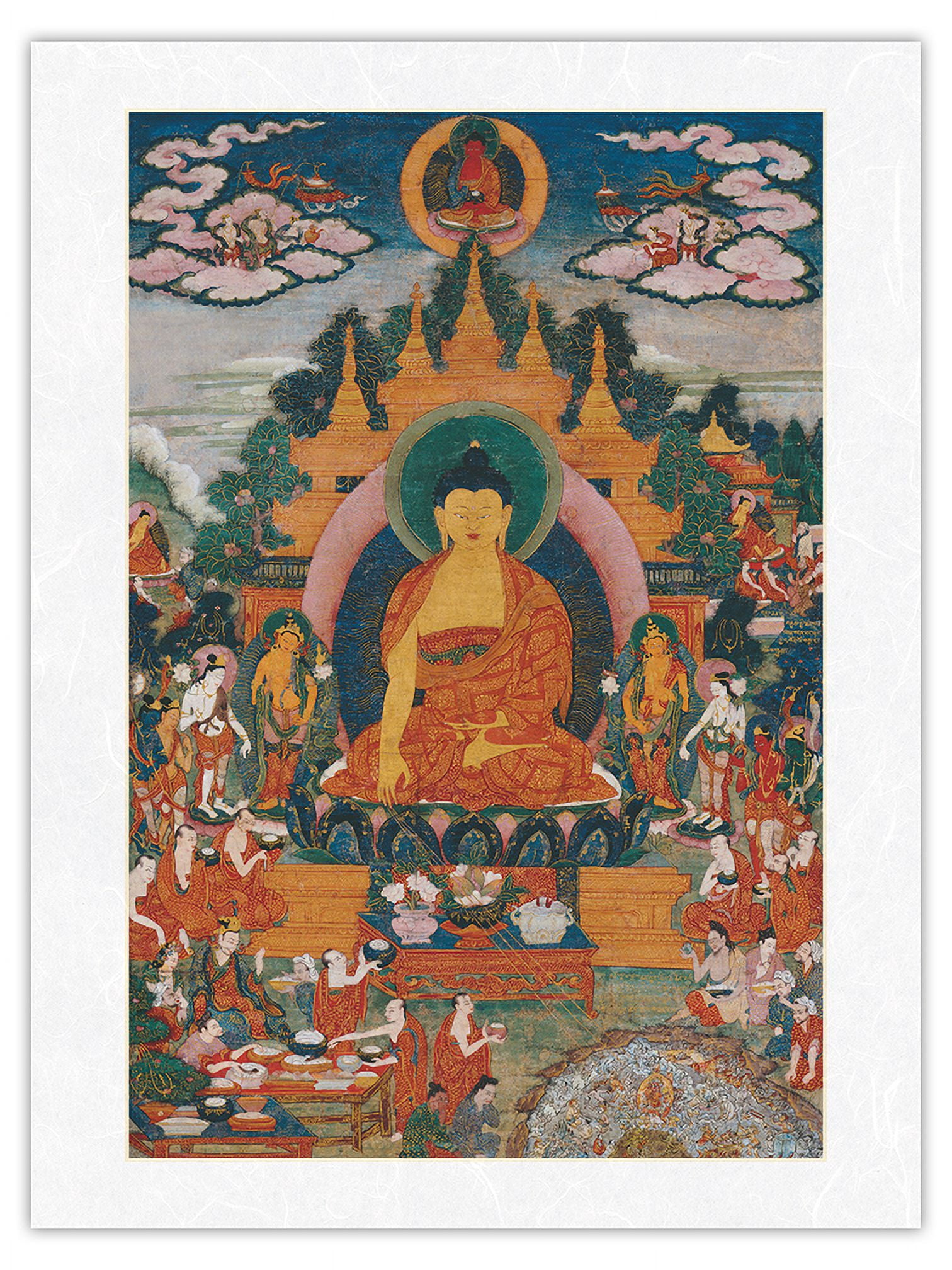 Shakyamuni Buddha's Miracles - Vintage Tibetan Thangka Buddhist ...