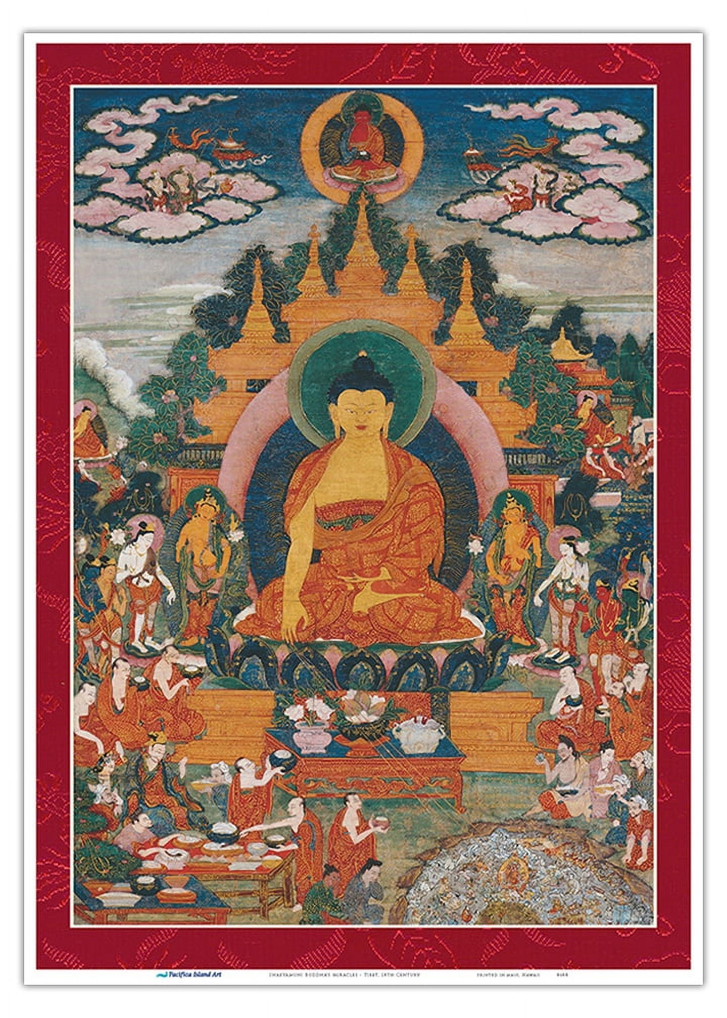 Shakyamuni Buddha's Miracles - Vintage Tibetan Thangka Buddhist ...
