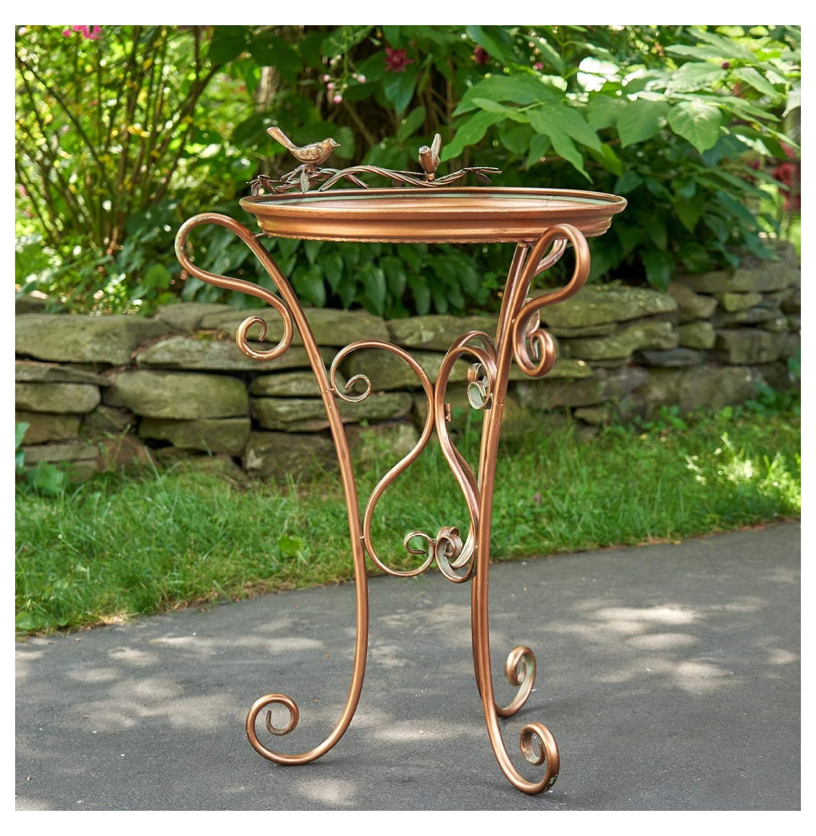Shallow Feeder/Plant Stand Tray on Three Leg Design (Aged Copper Finish ...