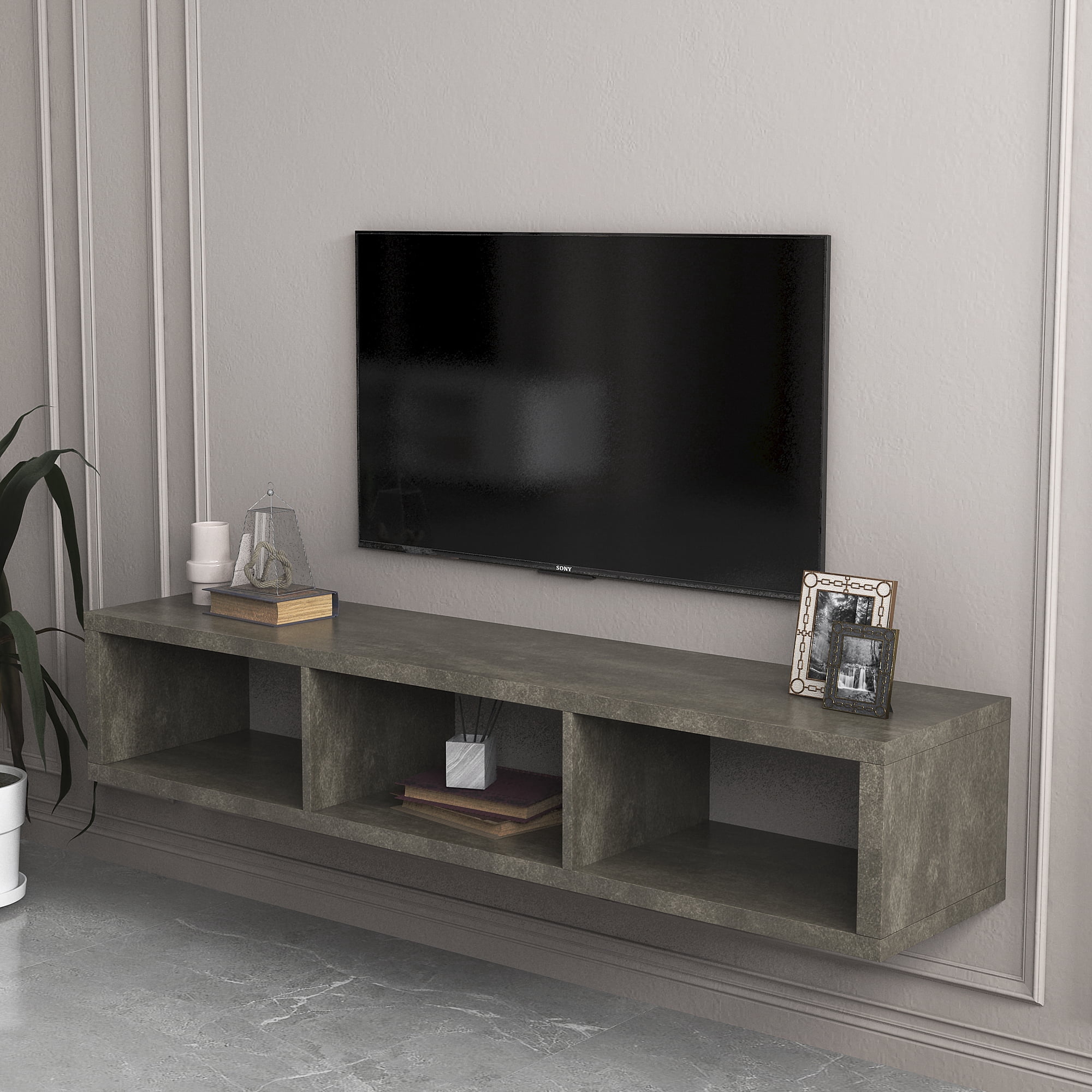 "Shallow Floating TV Console, 60""，Grey" - Walmart.com