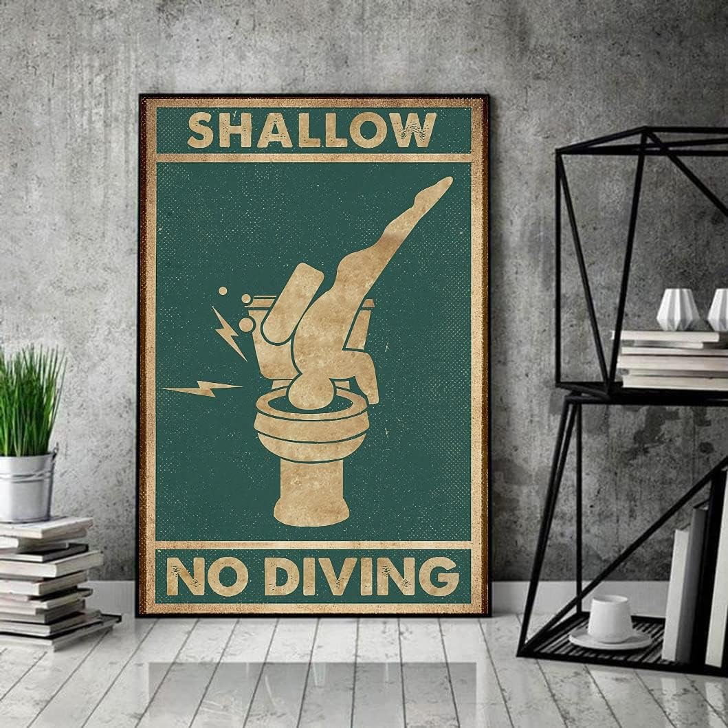 Shallow No Diving Poster, Funny Shallow Water Swimming Injury Poster ...