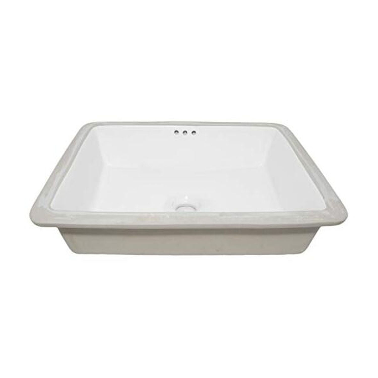 Shallow Rectangular Undermount White Porcelain Sink with Overflow, 20.5 ...