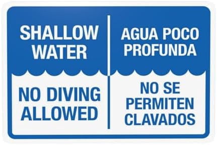 Shallow Water No Diving Allowed Bilingual Warning Sign, Pool Security ...
