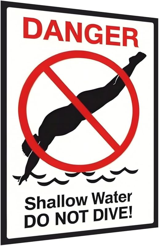 Shallow Water Do Not Dive No Diving Allowed Tinplate Pool Sign - Splash ...