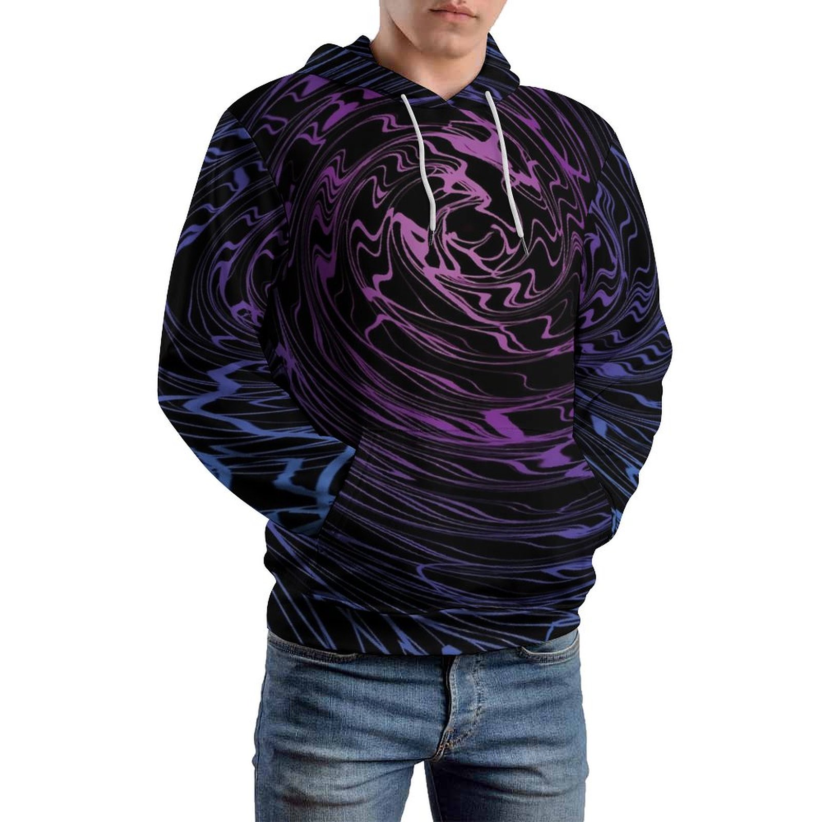 Shallow Water Loose Hoodies Green Print Streetwear Hoodie Unisex Long ...