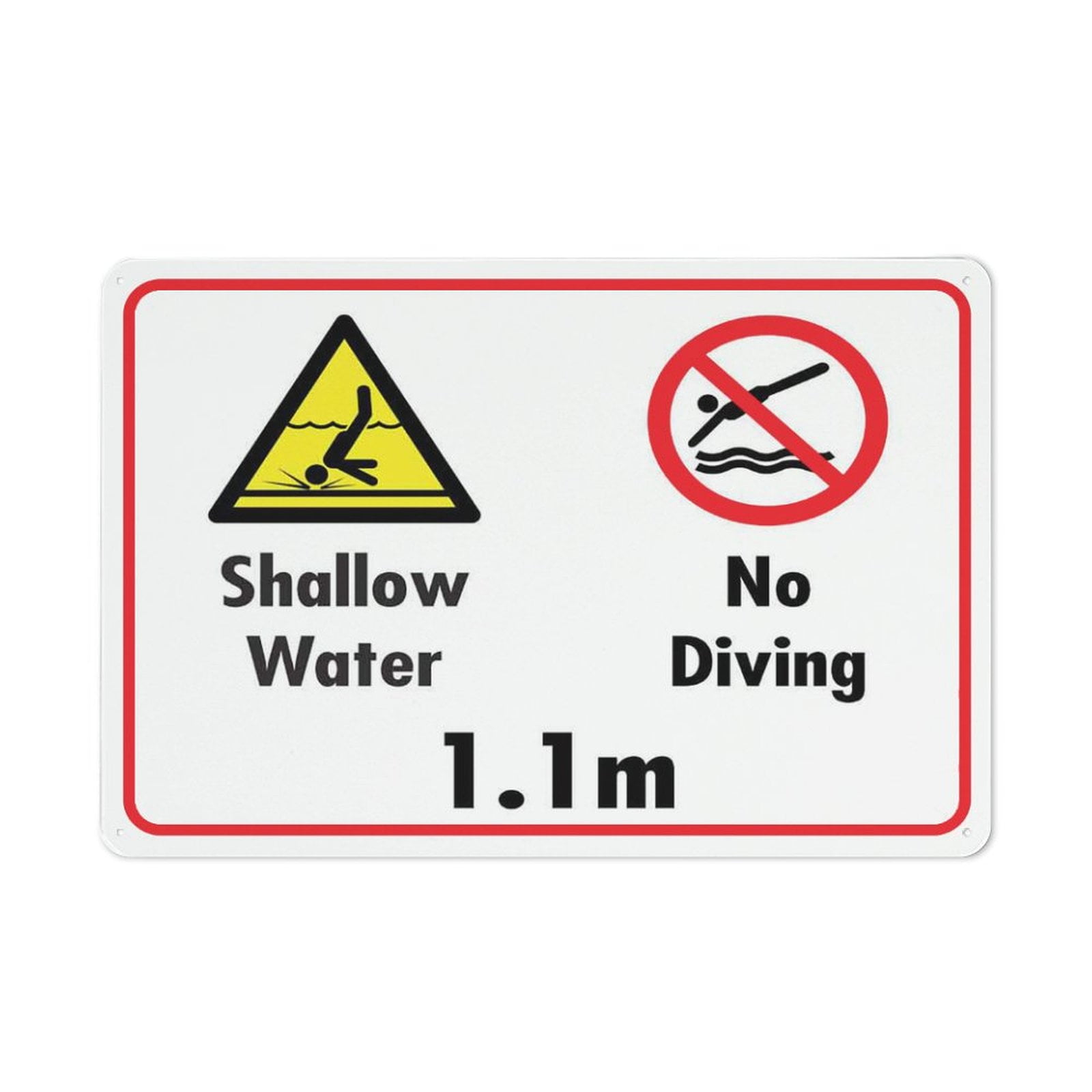 Shallow Water No Diving 1.1M Sign Signs Outdoor, Uv Printed Aluminum 12 ...