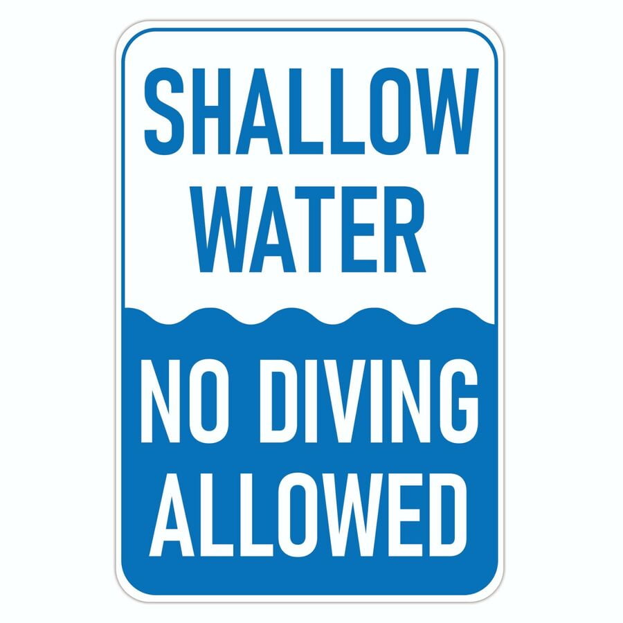 Shallow Water No Diving Allowed Metal Aluminum Sign Size: 16 x 12 Inch ...