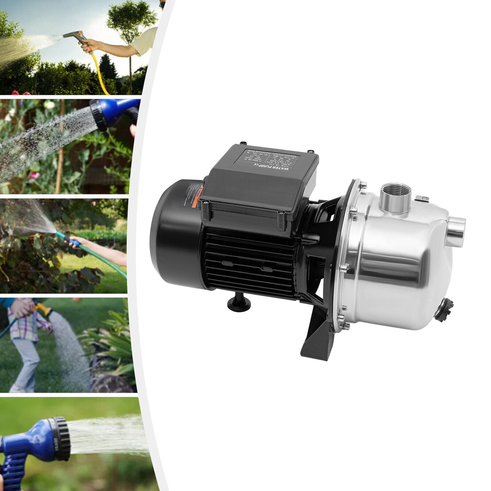Shallow Well Pump,Garden Jet Pump, 1.5 HP 115V, 1200 GPH, Stainless Steel Sprinkler Booster Jet ...
