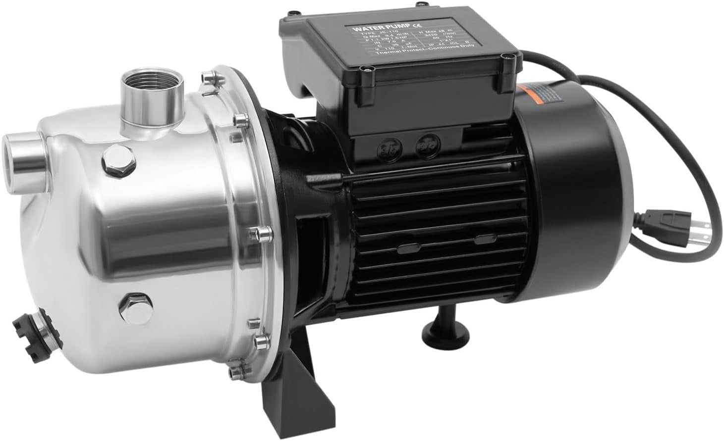 Shallow Well Pump, Garden Jet Pump, 1.5 HP 115V, Stainless Steel ...