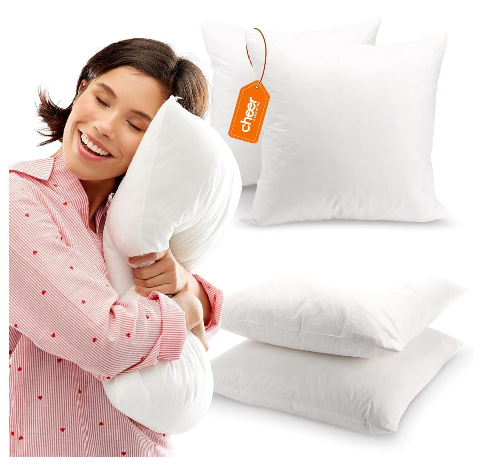 Sham Inserts - 24" x 24" Square Throw Pillows for Bed or Couch, Set of ...