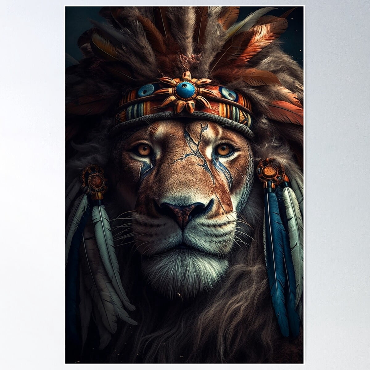 Shaman Lion Poster Wall Art, Modern Wall Decor For Living Room Bedroom ...