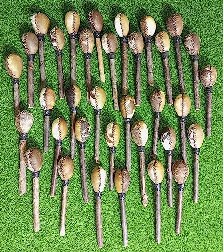 Shamanic Rawhide Rattle | Handstitched | One Side Hair | Wood Handle ...