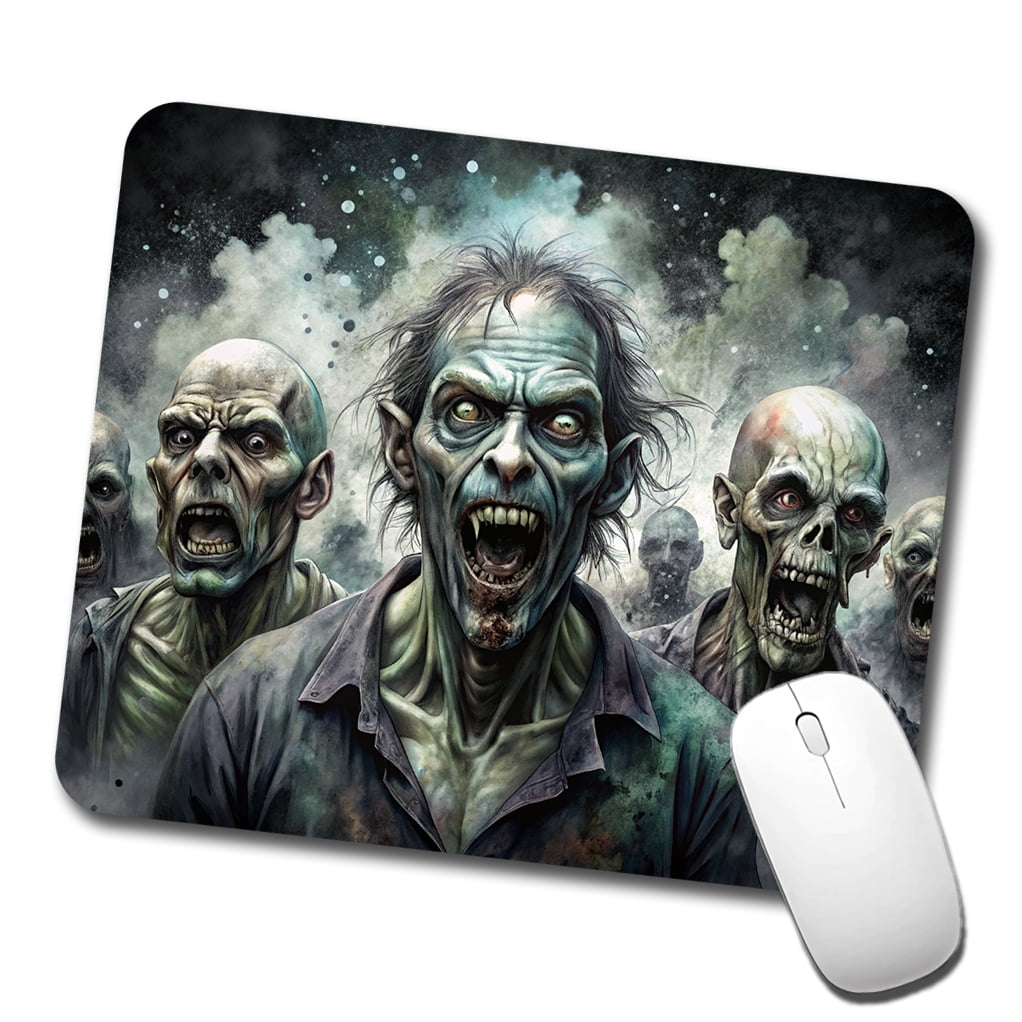 Shambling Zombies Monsters Black Watercolor Mouse Pad Low Profile ...