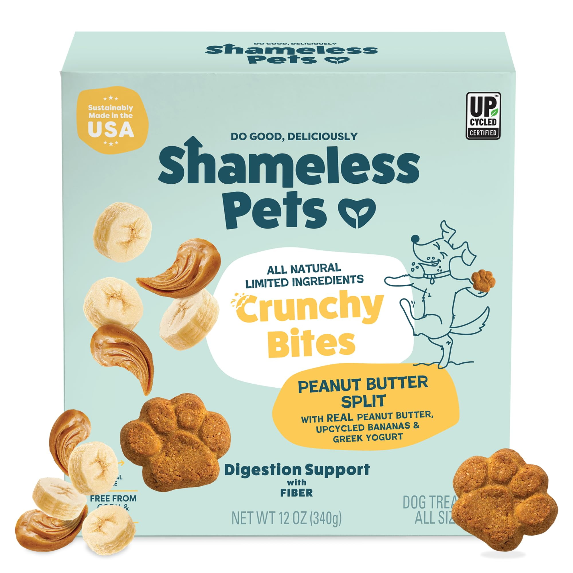 Shameless Pets CrunchyEGSC Dog Treats - Peanut Butter Split, 12oz ...