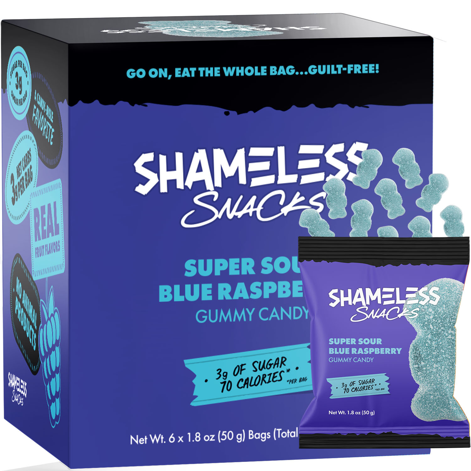 Feastables Karl Gummy Candy Sour Blue Raspberry, 3.5 oz (100g), 1 Bag ...