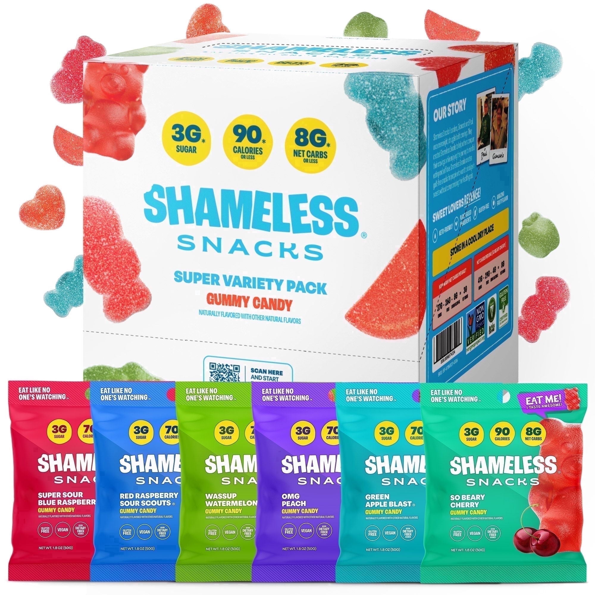 Shameless Snacks, Low Calorie Low Carb Keto Gummies, 6 Pack Variety ...