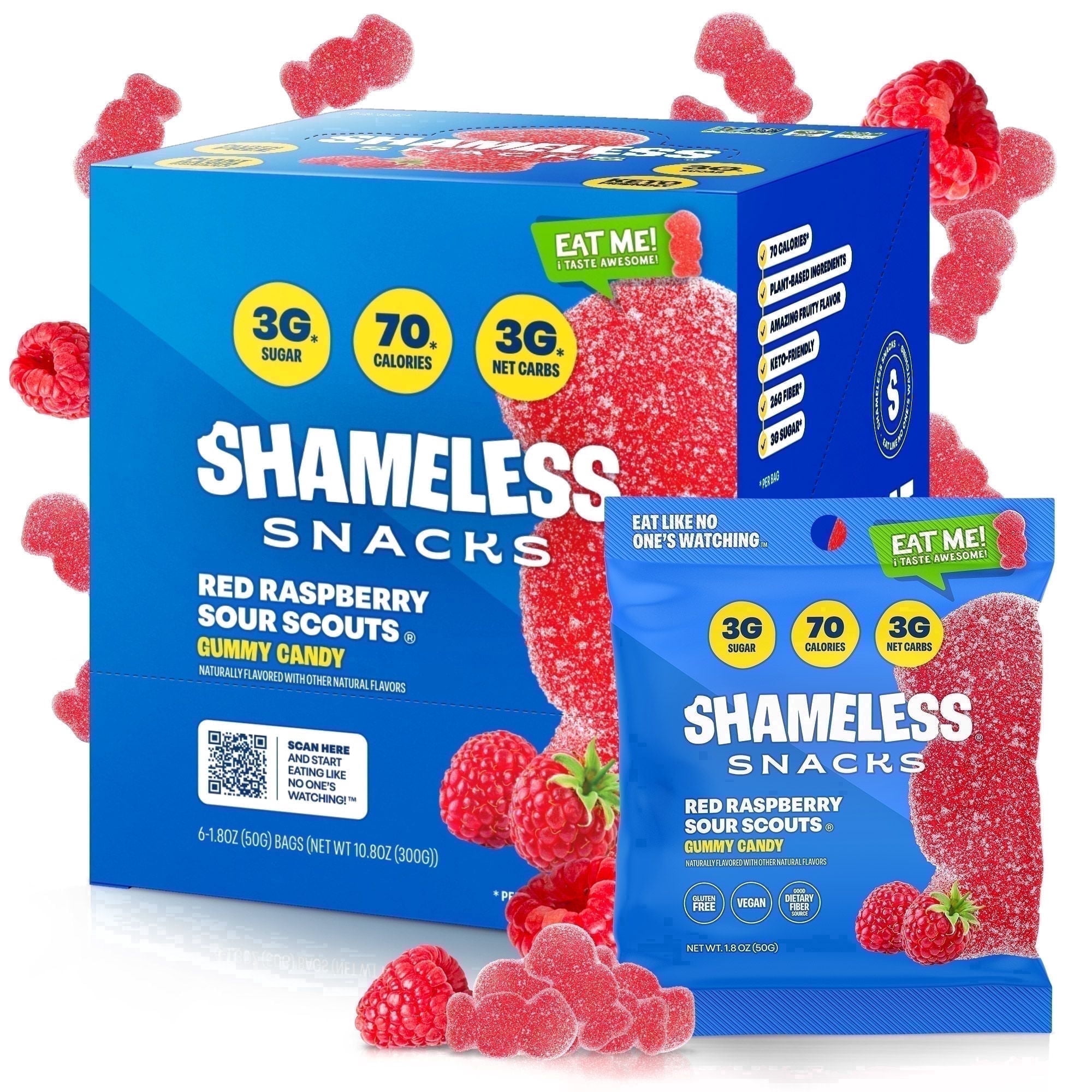 Shameless, Low Calorie Keto Gummies, Gluten Free, 6 Pack Red Raspberry ...
