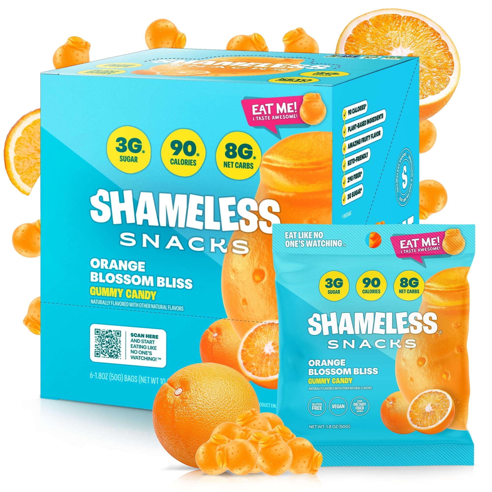 Shameless Snacks Orange Blossom Gummy Candy | Keto Candy with Low Sugar ...