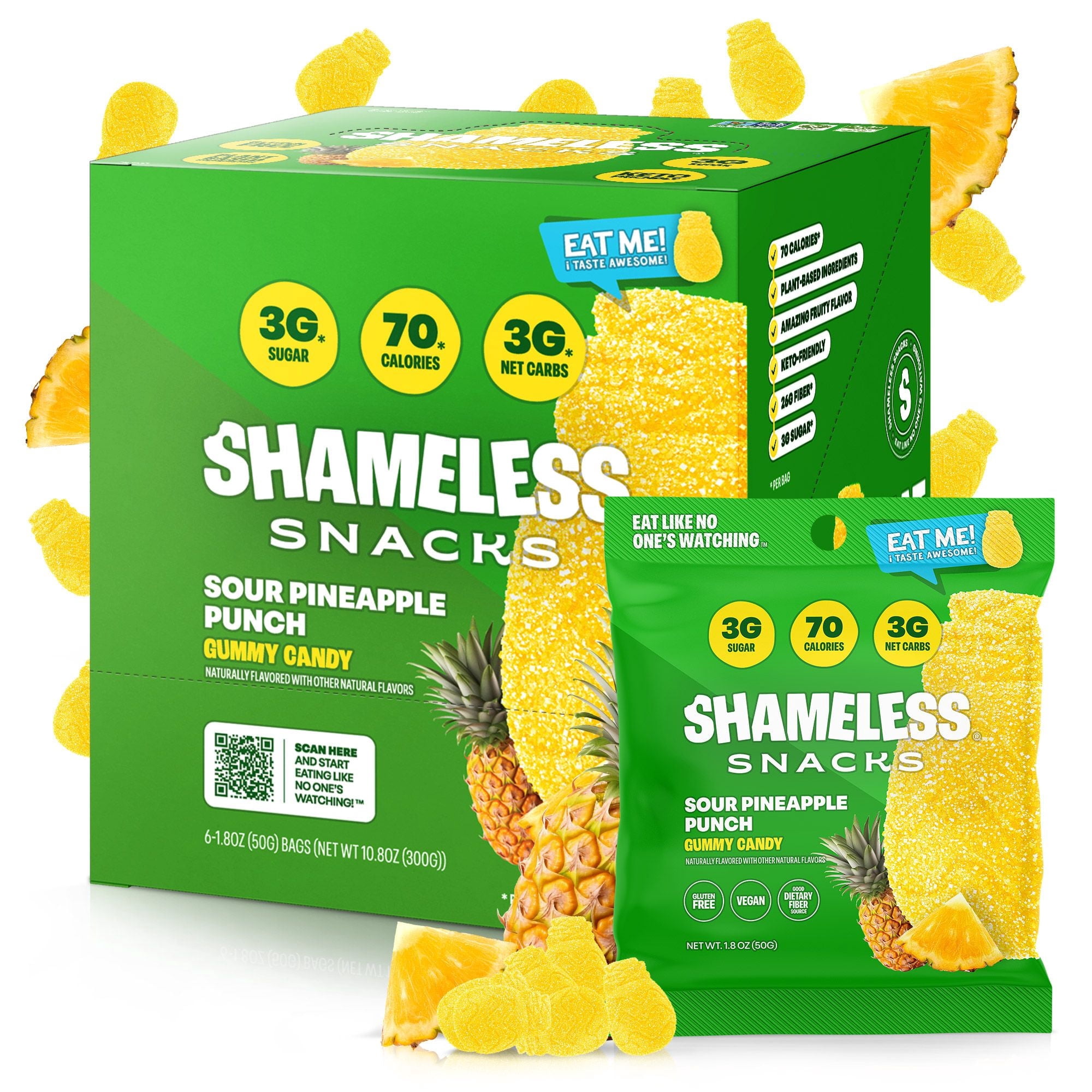 Shameless Snacks Sour Pineapple Punch Candy | Keto Gummy Candy with Low ...