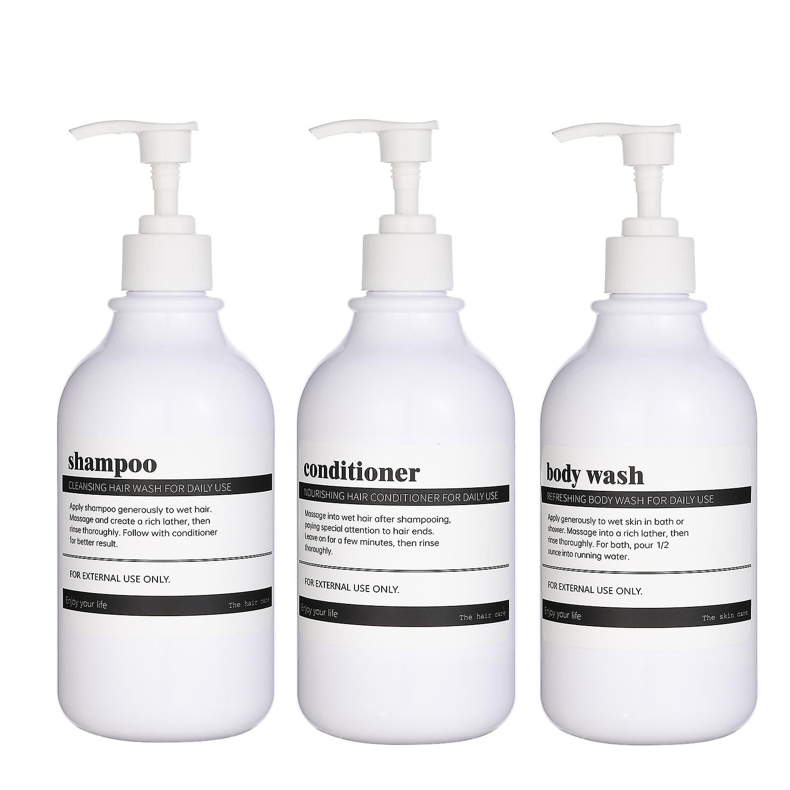 Shampoo And Conditioner Dispenser With Black Plastic Pump 3 Pack ...