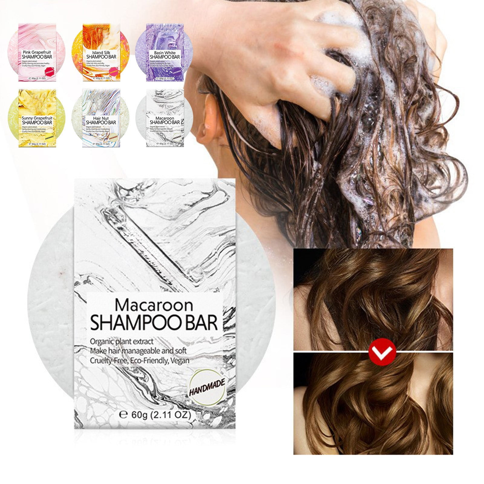 Shampoo Bar Natural Hair Cleanser | Grapefruit Aloe Coconut Oil | Moisturizing Purifying Solid ...