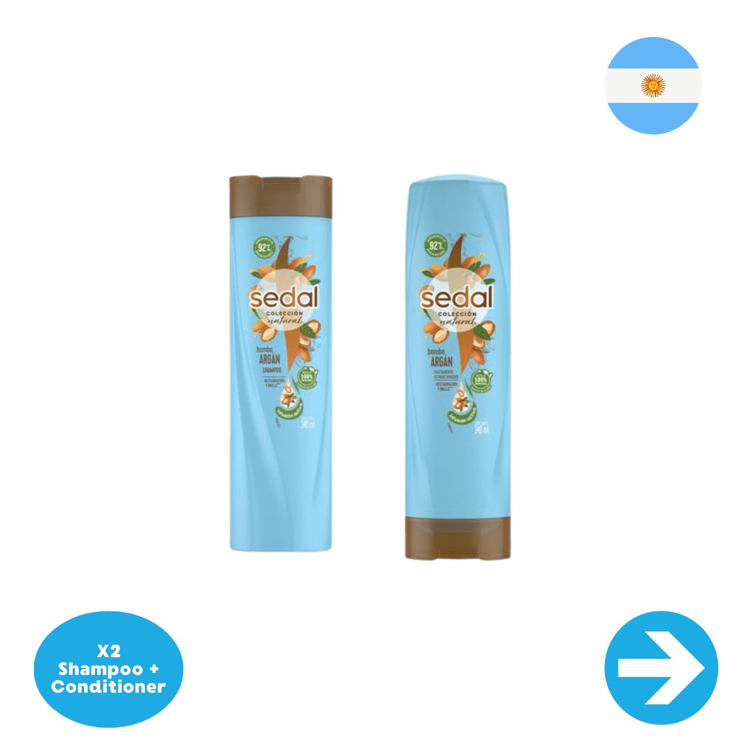 Shampoo + Conditioner Bomba Argán Natural Sedal 340 Ml - Walmart.com