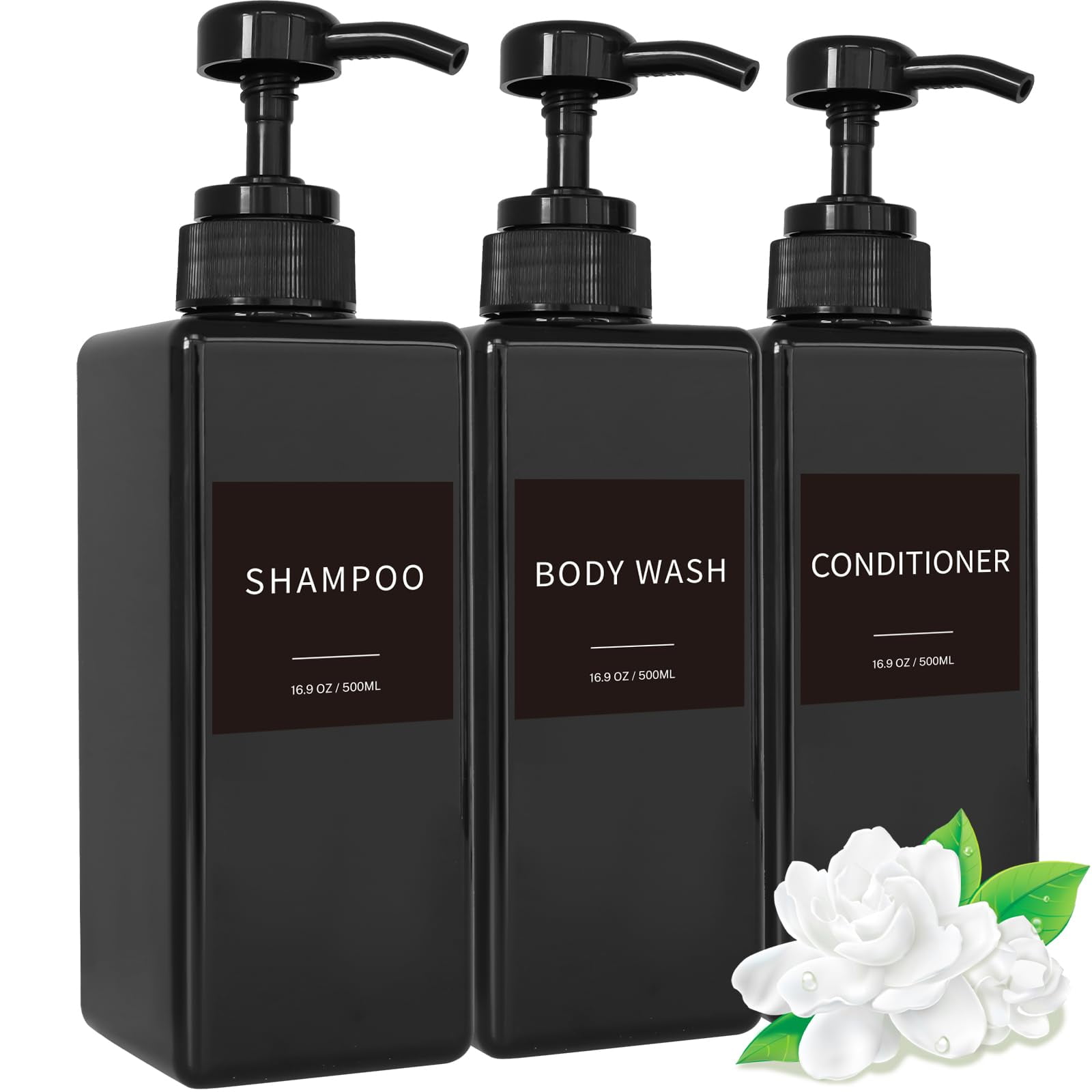 Shampoo and Conditioner Dispenser, Refillable Plastic Shampoo Pump ...