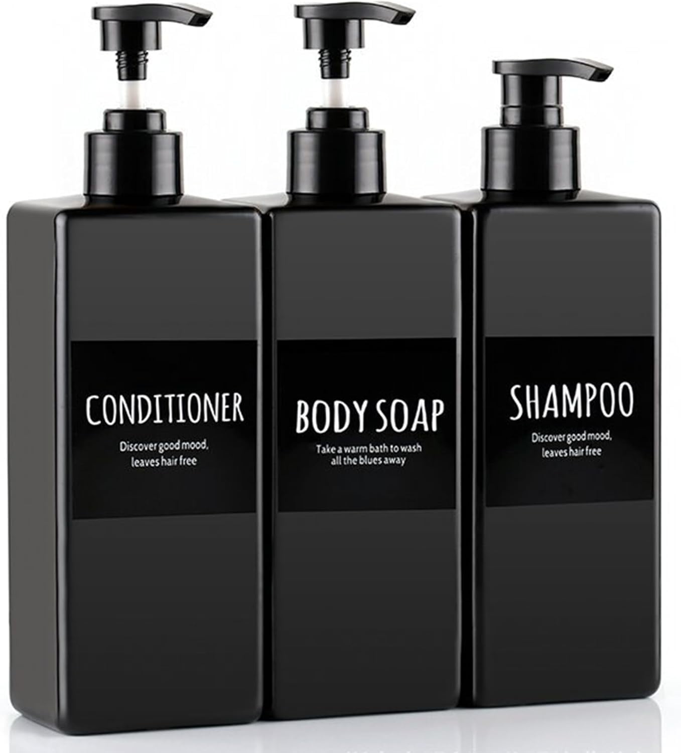 Shampoo and Conditioner Dispenser Set: 3 Pack Refillable Shampoo Pump ...