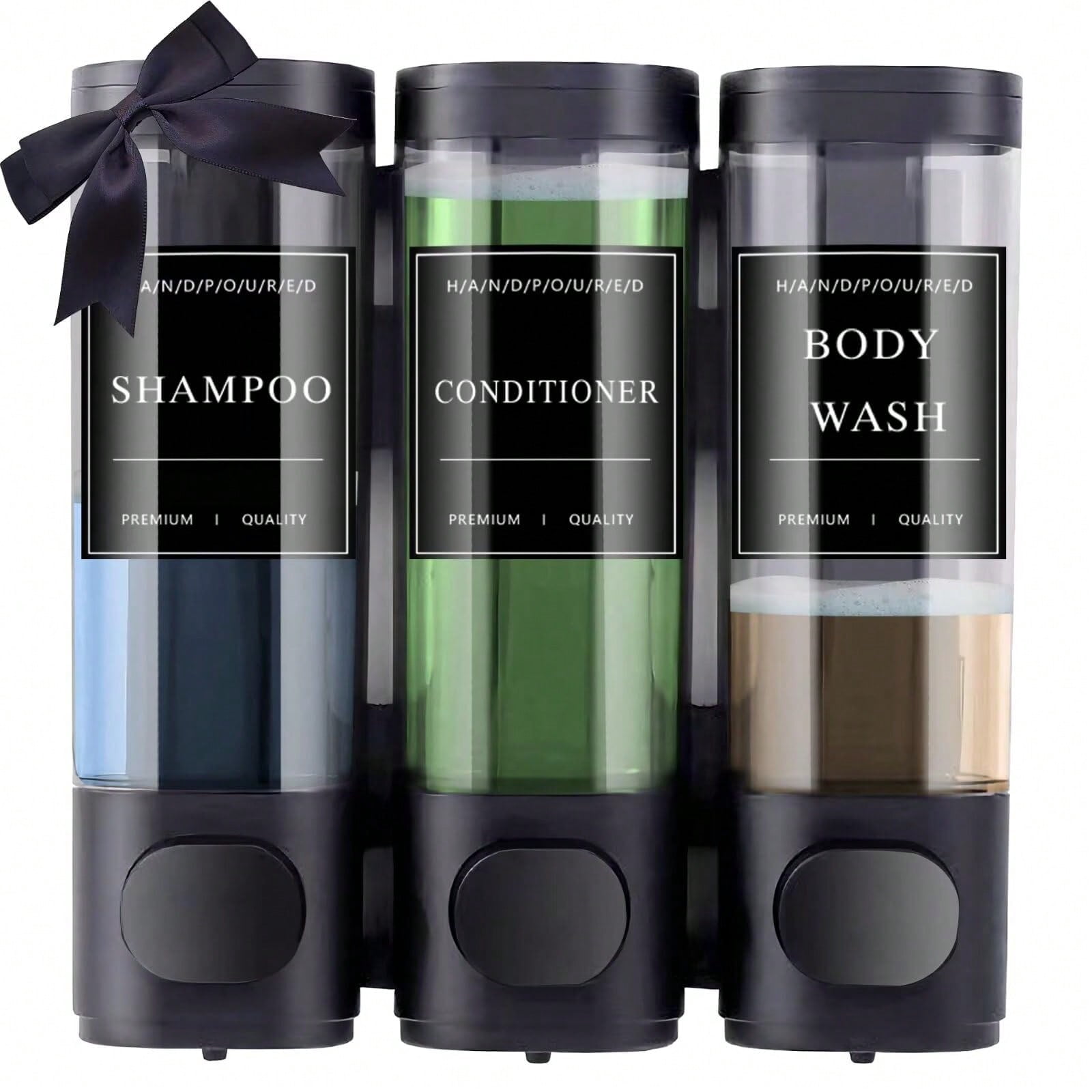 Shampoo And Conditioner Dispenser, Shower Dispenser 3 Chamber No Drill ...