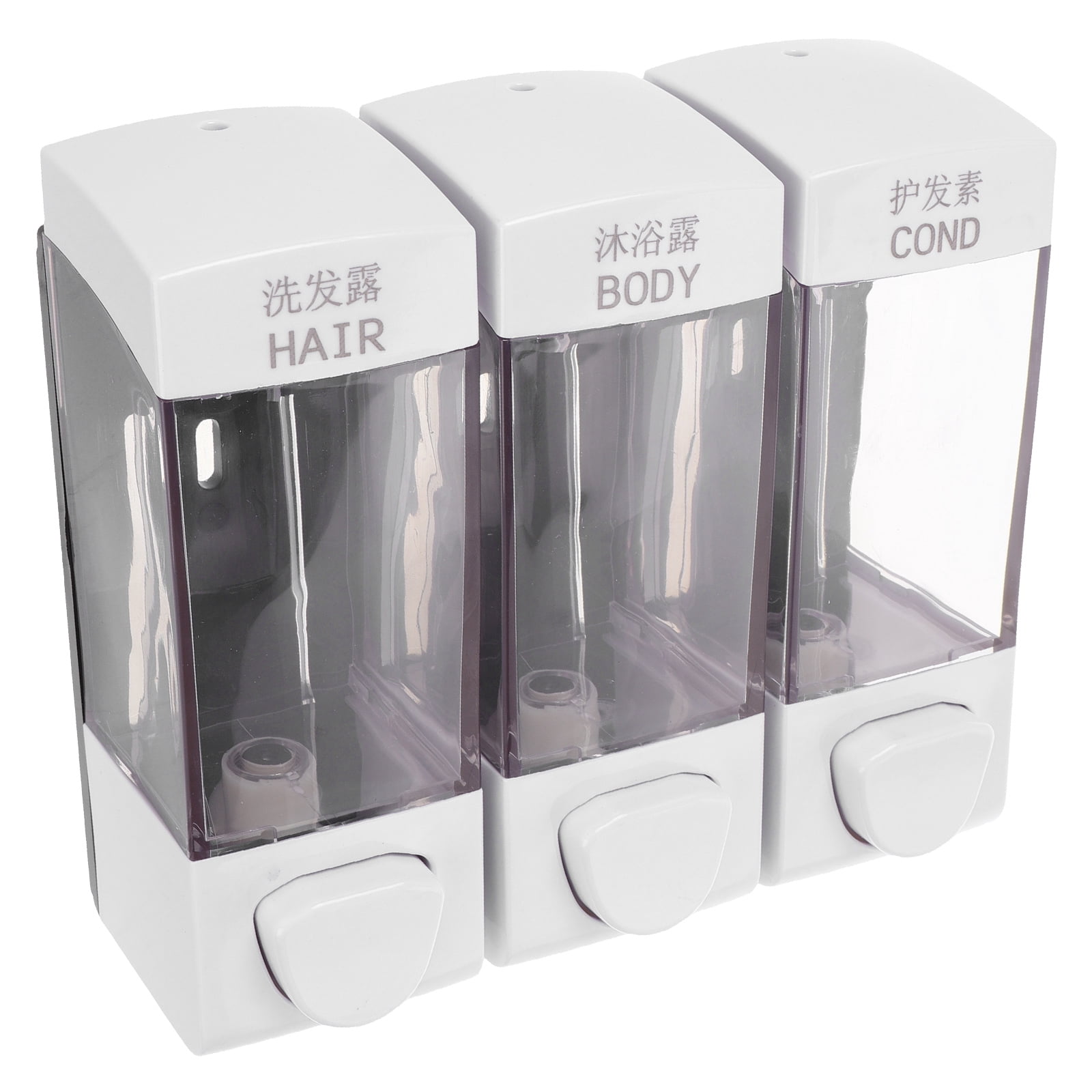 Liquid Soap 3-Chamber Dispenser No Drill Wall Mount Shower Dispenser ...
