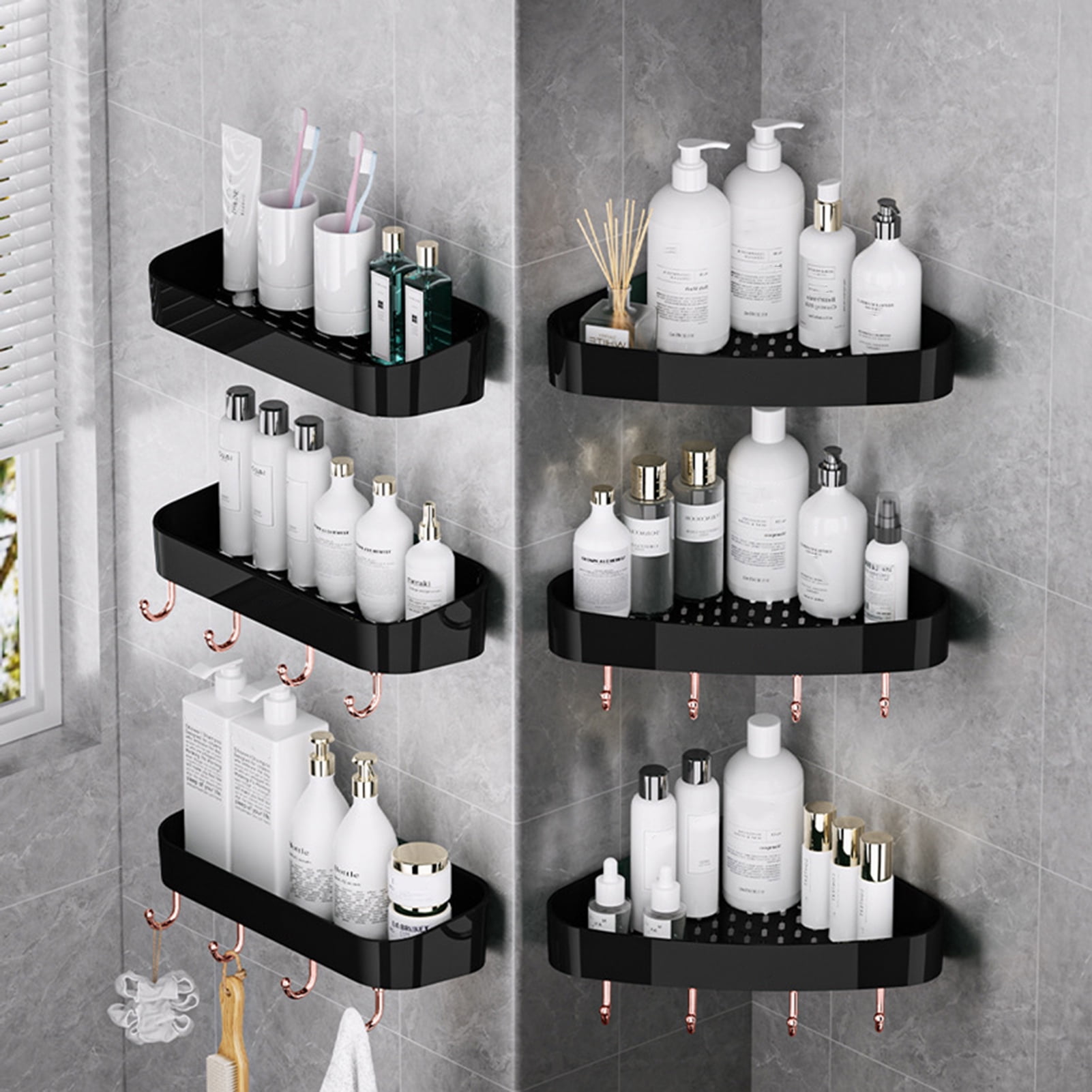 Shampoo Storage Rack Free Punching Wall Mounted Anti-rust Oxidation ...