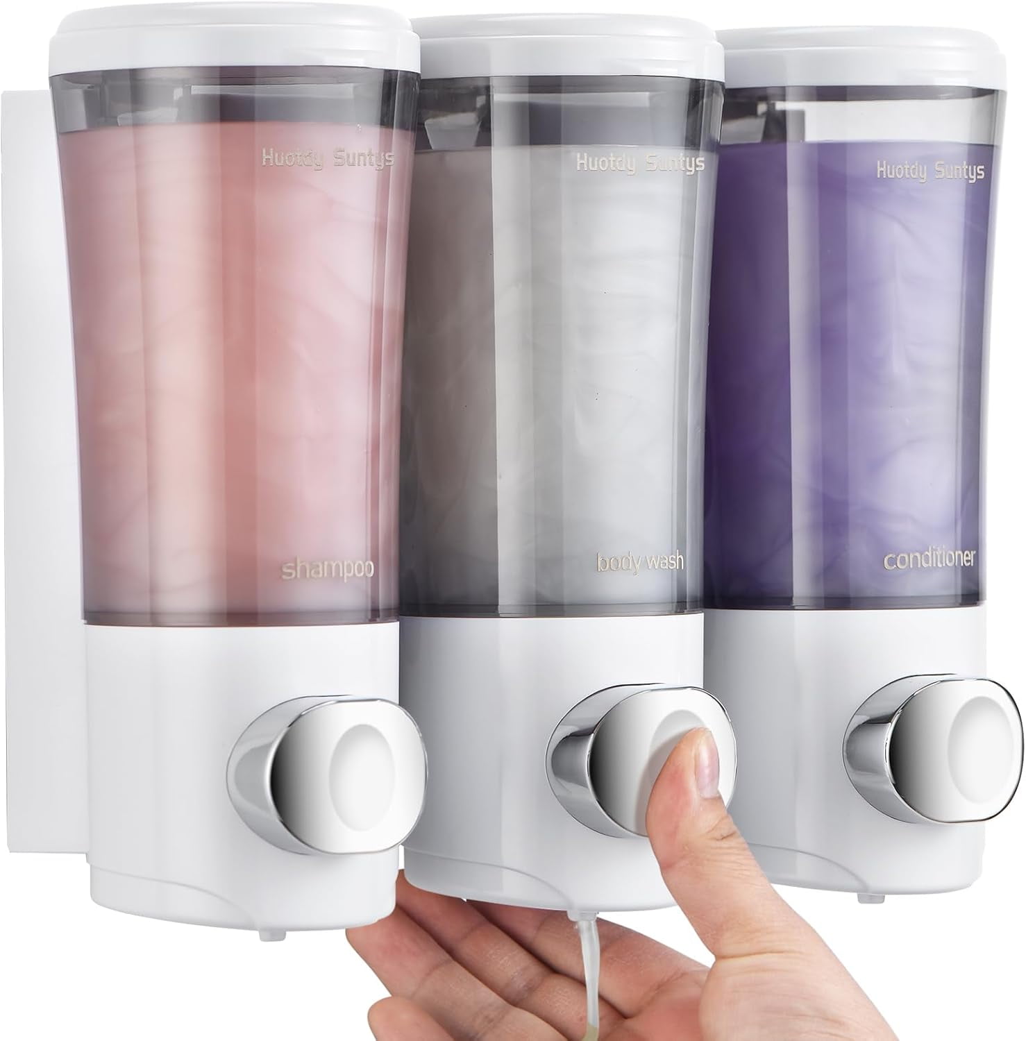 Shampoo and Conditioner Dispenser No Drill Shower Soap Wall Mounted 3 ...