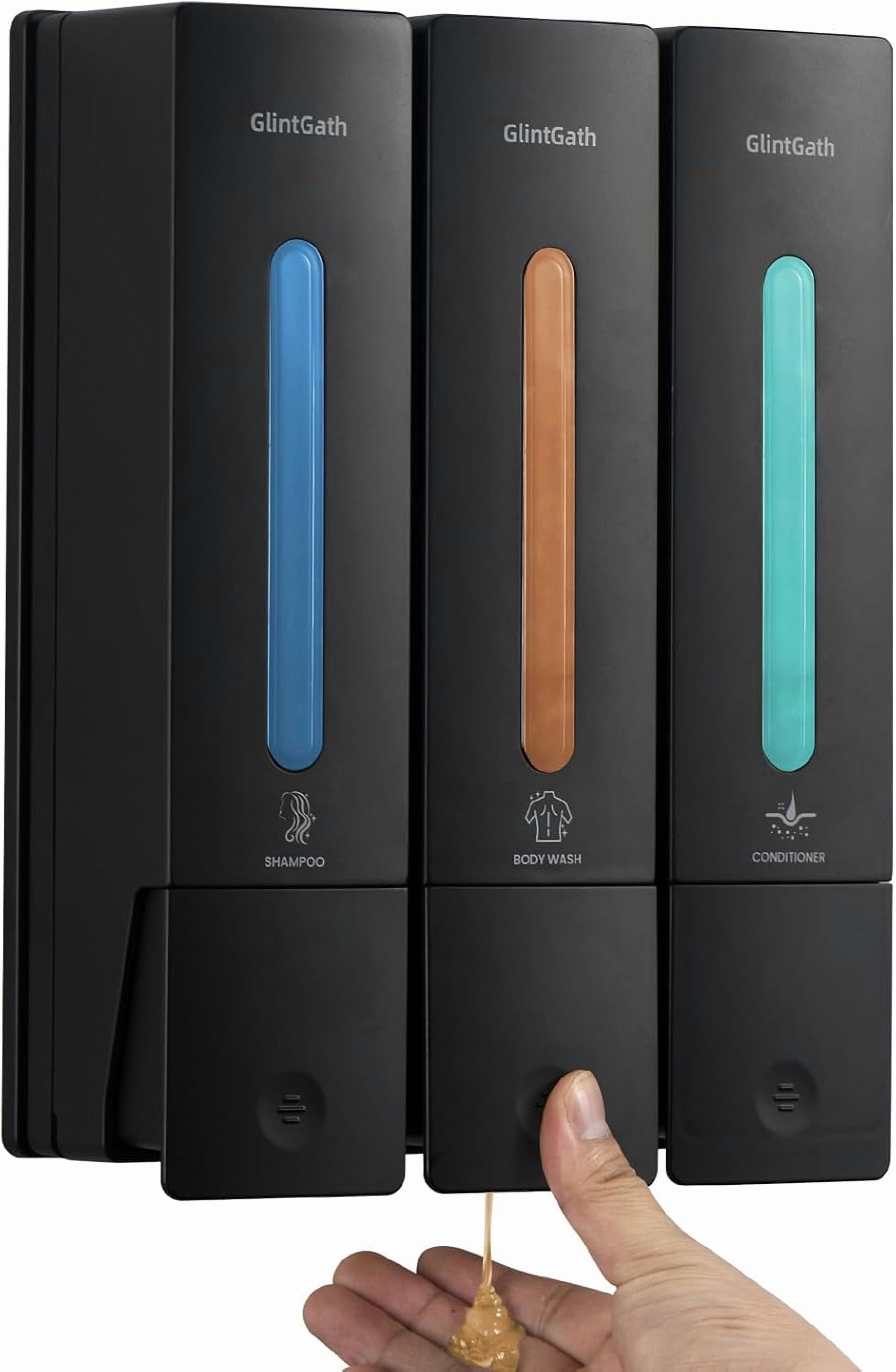 Shampoo and Conditioner Dispenser Shower Soap 3 Chamber No Drill for ...