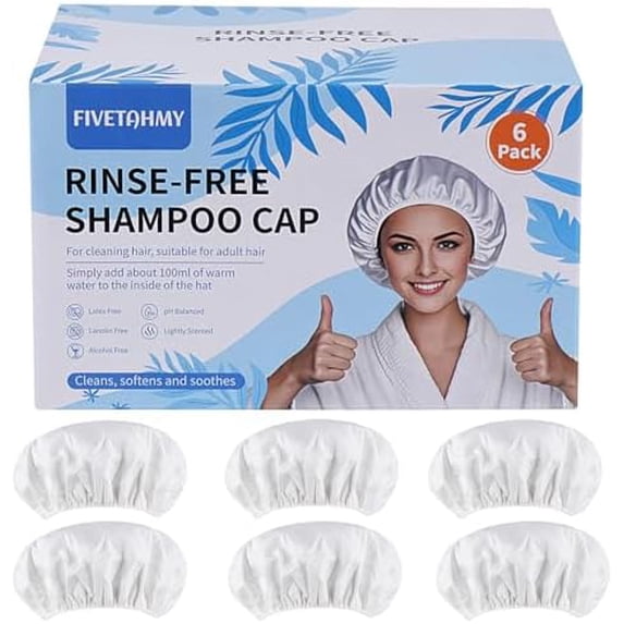 Shampoo cap 6 Pack, No-Rinse Shampoo Cap, Waterless Shampoo and ...