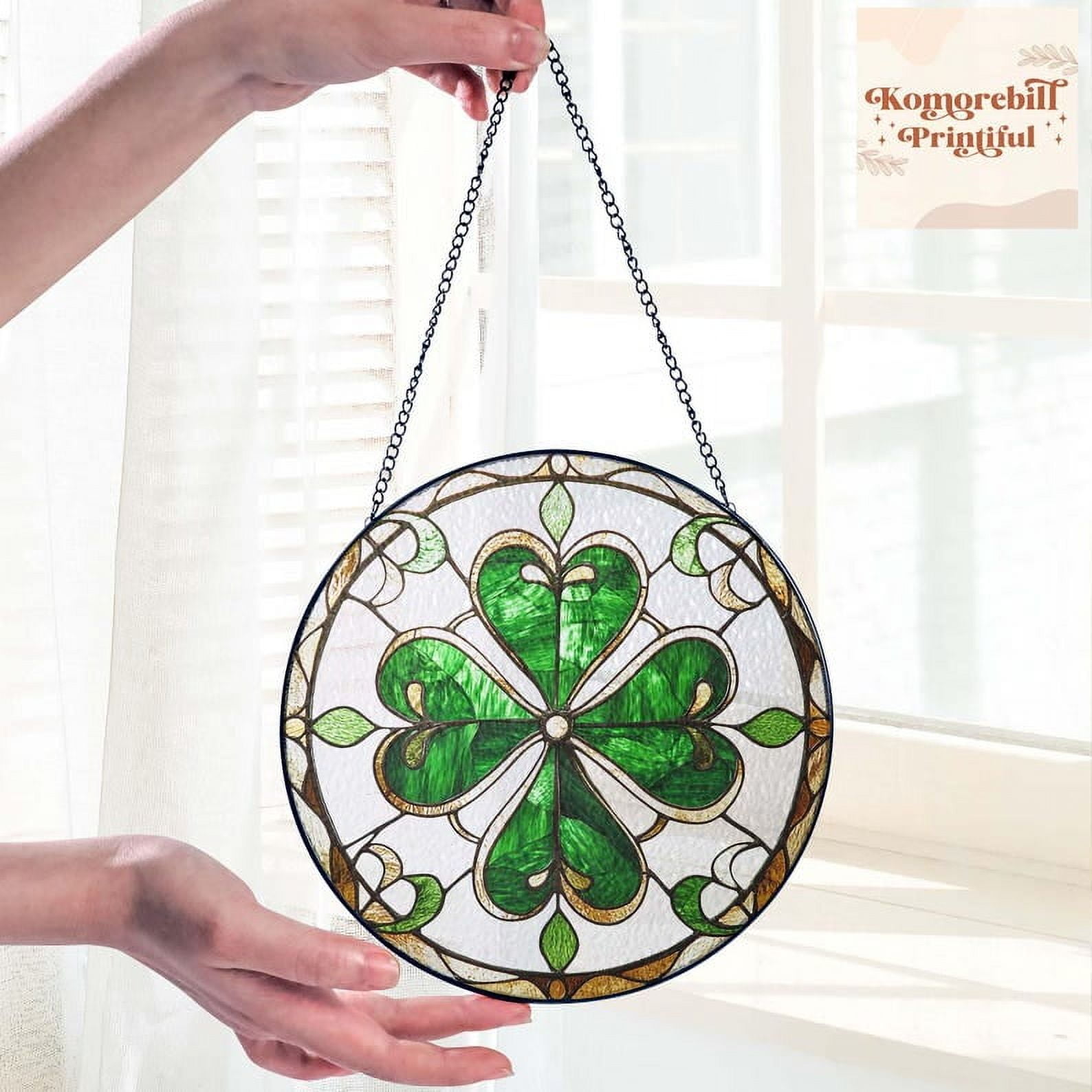 Shamrock 4 Leaf Clover Stained Glass Suncatcher, Shamrock Window ...