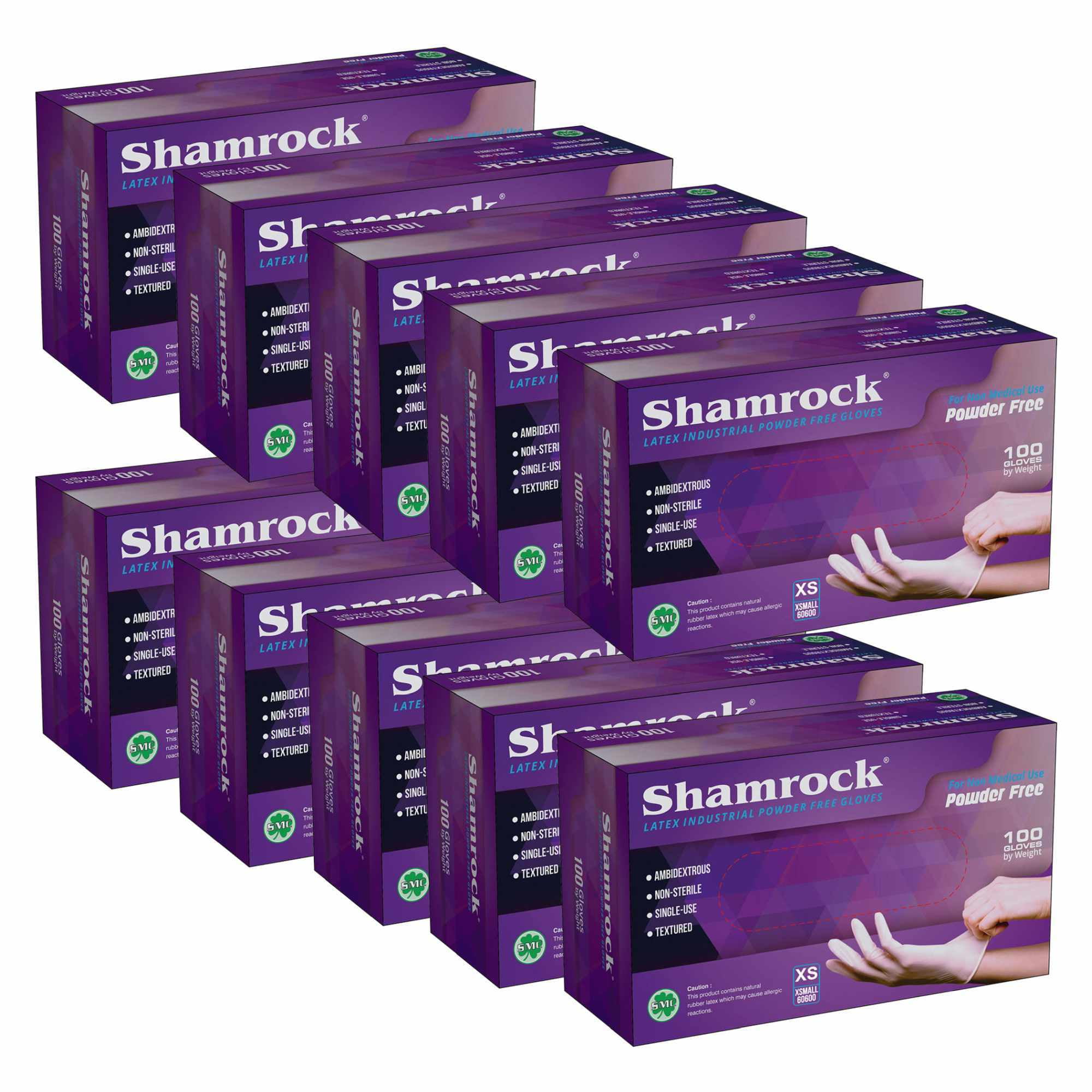 Shamrock Protective Latex Industrial Gloves, Firm Grip, Size XS, Powder ...