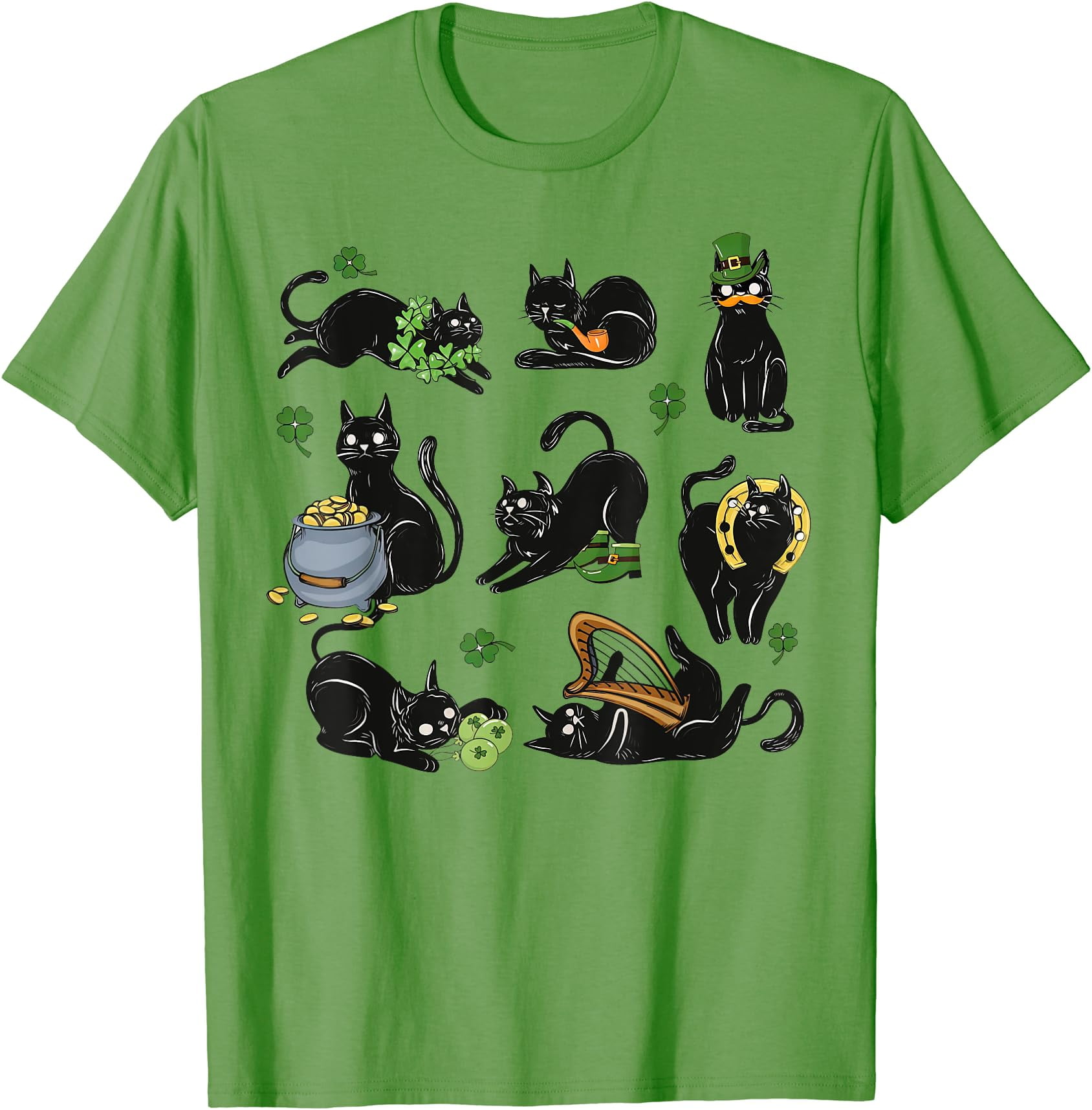 Shamrock Black Cat 2025 Irish Cats Lucky Charm Tee Shamrock Hoodie, St ...