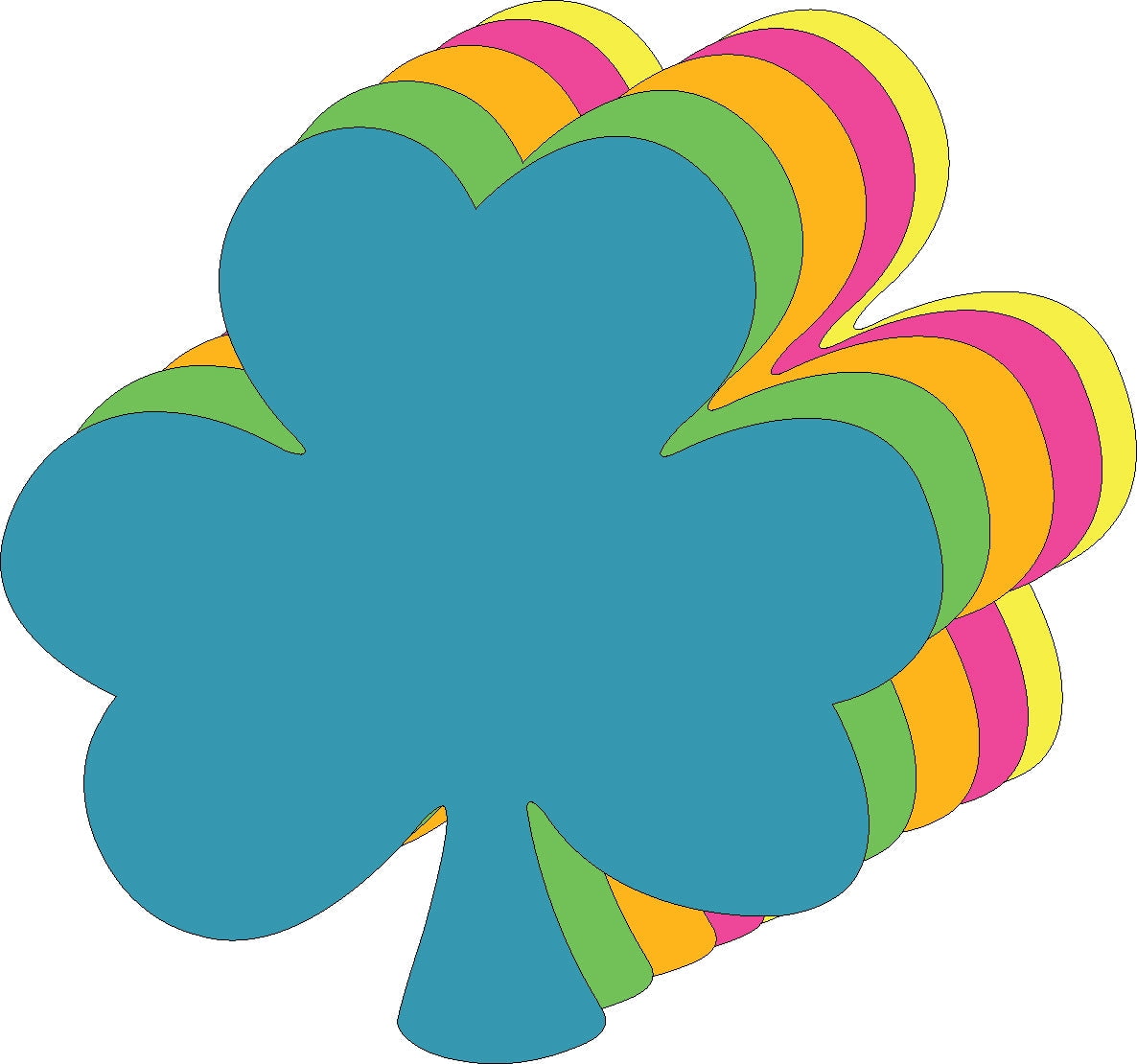 SHAPES ETC. Shamrock Bright Neon Assorted Color Small Cut-Outs- 3” x 3 ...